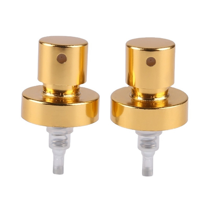 Glossy Gold Aluminum Plastic PET Perfume Crimp Spray Pump 20mm
