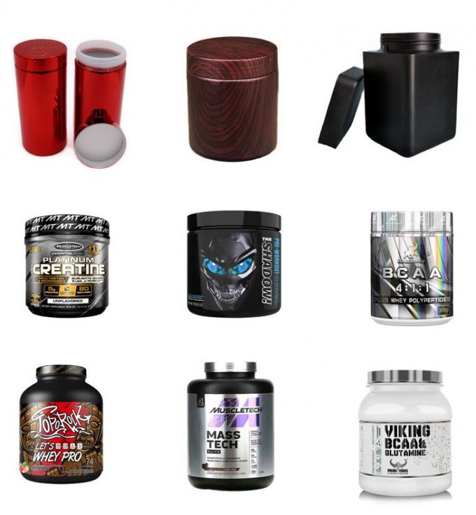 135mm Height HDPE Round Protein Powder Storage Jar Black Canister With Lid