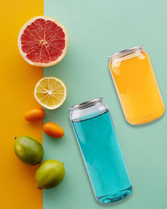 600ml PET Clear Plastic Soda Cans Round Disposable Pop Can Impact Resistant